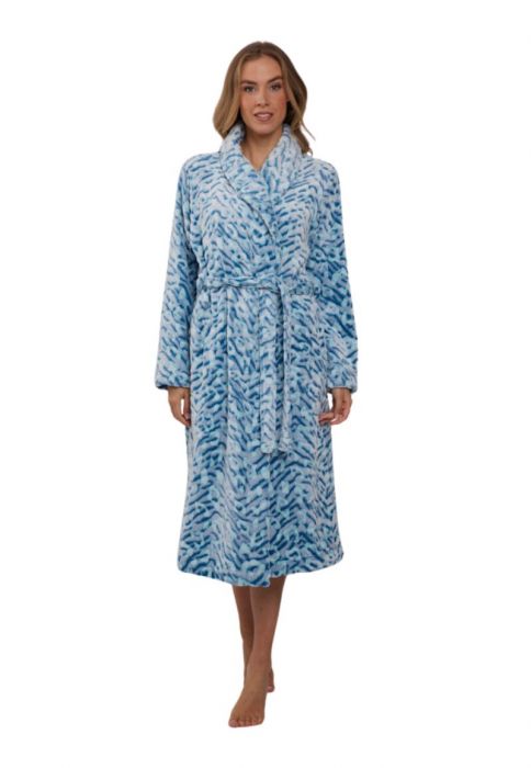Damesbadjas panterprint blauw – fleece - Pastunette