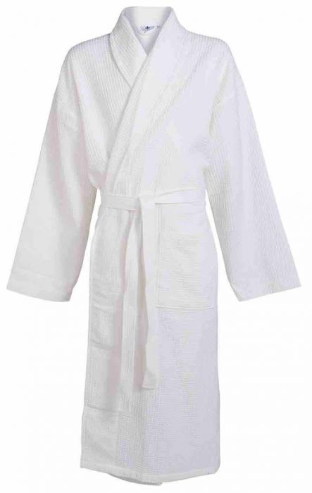 Piqué badjas wit - div. sauna badjassen online - Badjas.nl